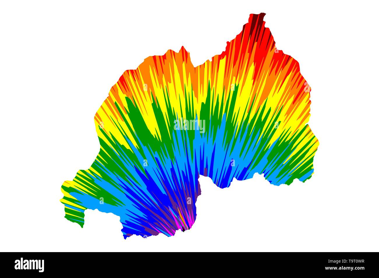 Rwanda Map Is Designed Rainbow Abstract Colorful Pattern Republic Of
