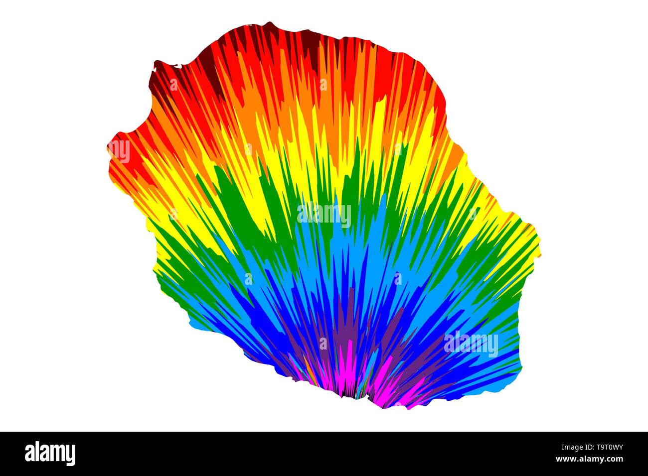 Reunion - map is designed rainbow abstract colorful pattern, La Reunion ...