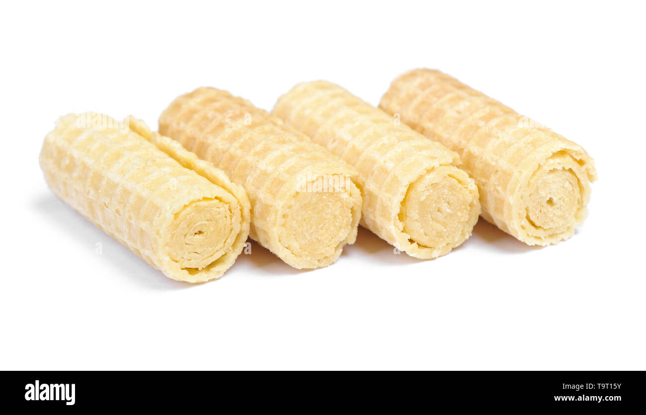Group of wafer rolls isolated on white Stock Photo - Alamy