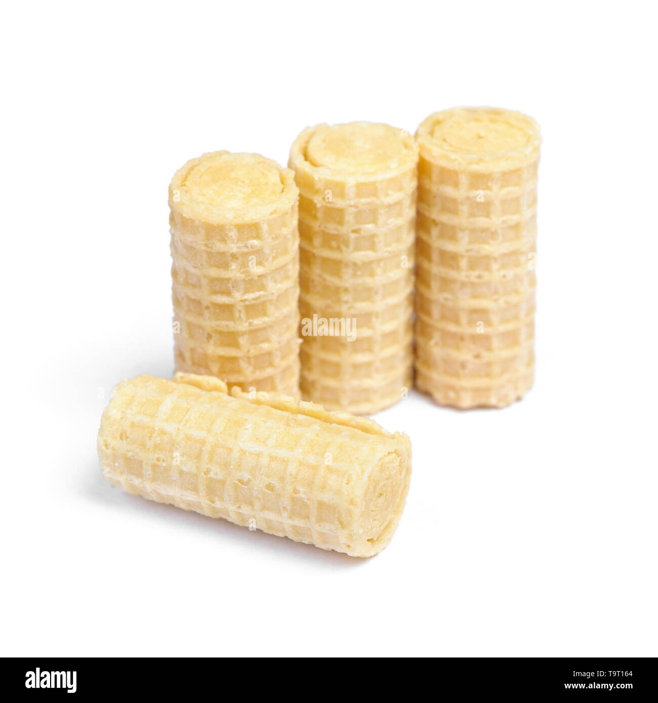Group of wafer rolls isolated on white Stock Photo - Alamy