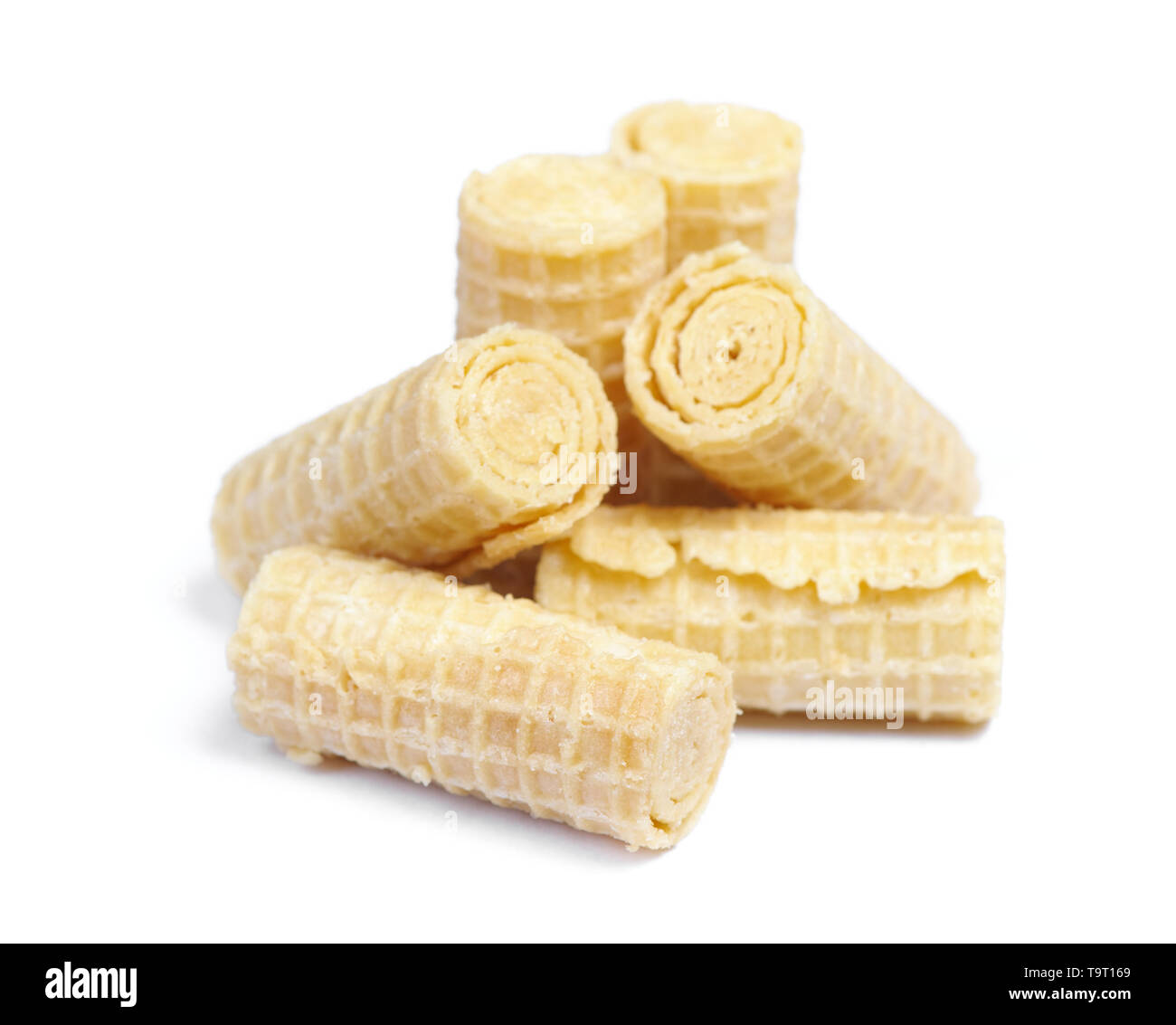Group of wafer rolls isolated on white Stock Photo - Alamy