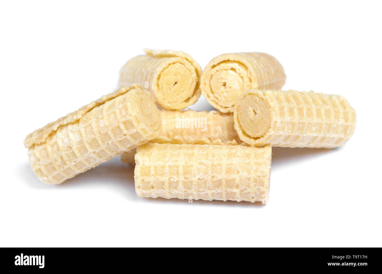 Group of wafer rolls isolated on white Stock Photo - Alamy