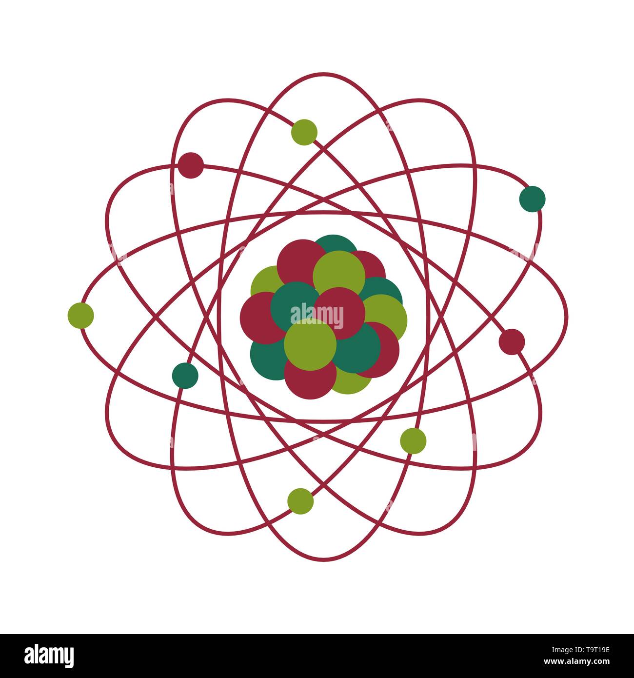 Vector illustration with atomic structure. Print with symbol of nuclear ...
