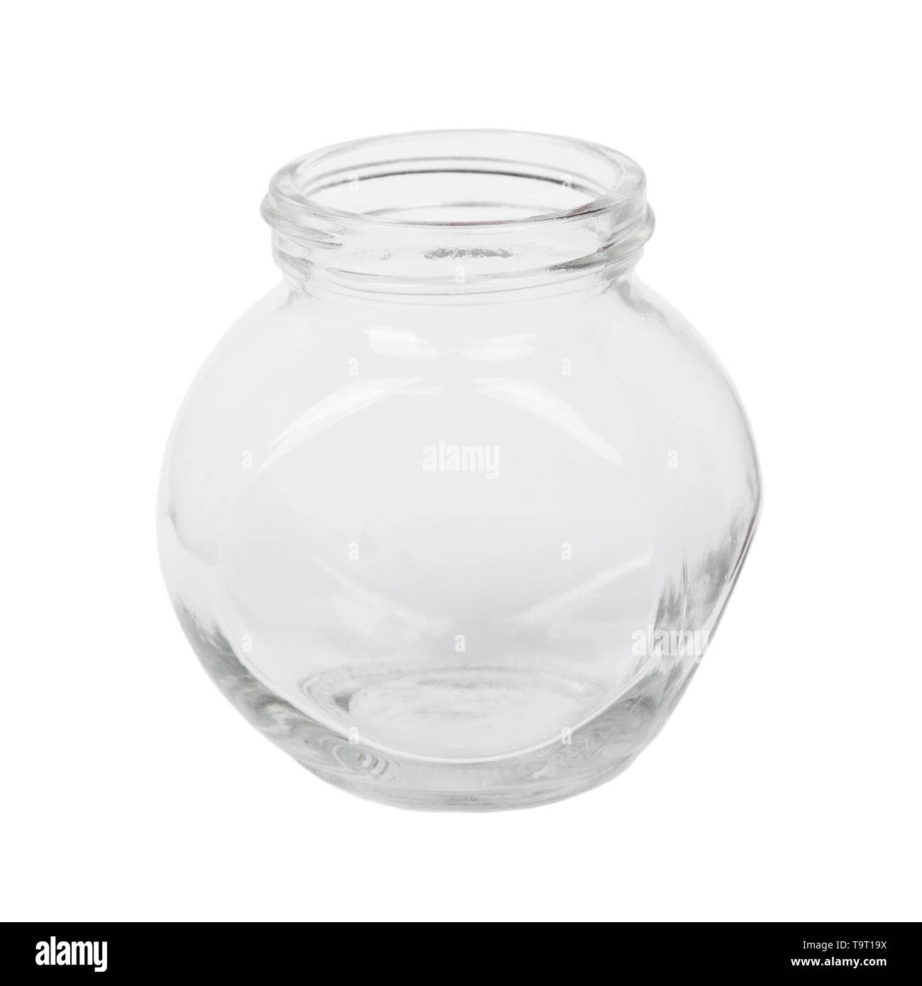 One small empty glass jar isolated on white background Stock Photo - Alamy