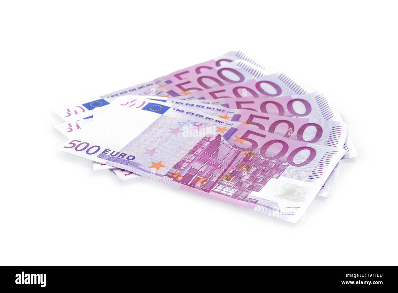 Group of 500 Euro banknotes isolated on white background Stock Photo ...