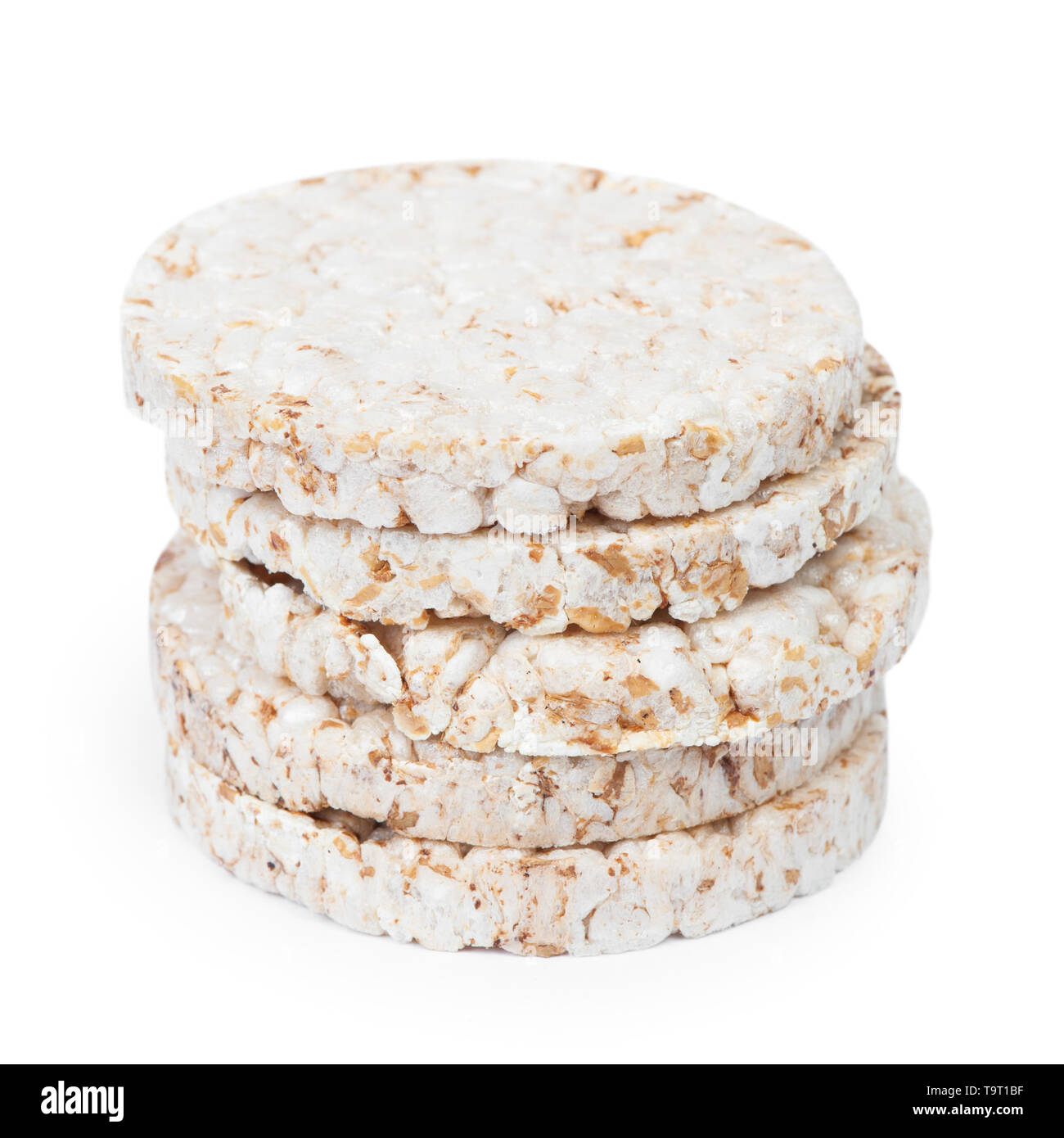 Dried diet crispy rice round bread isolated on white background Stock ...