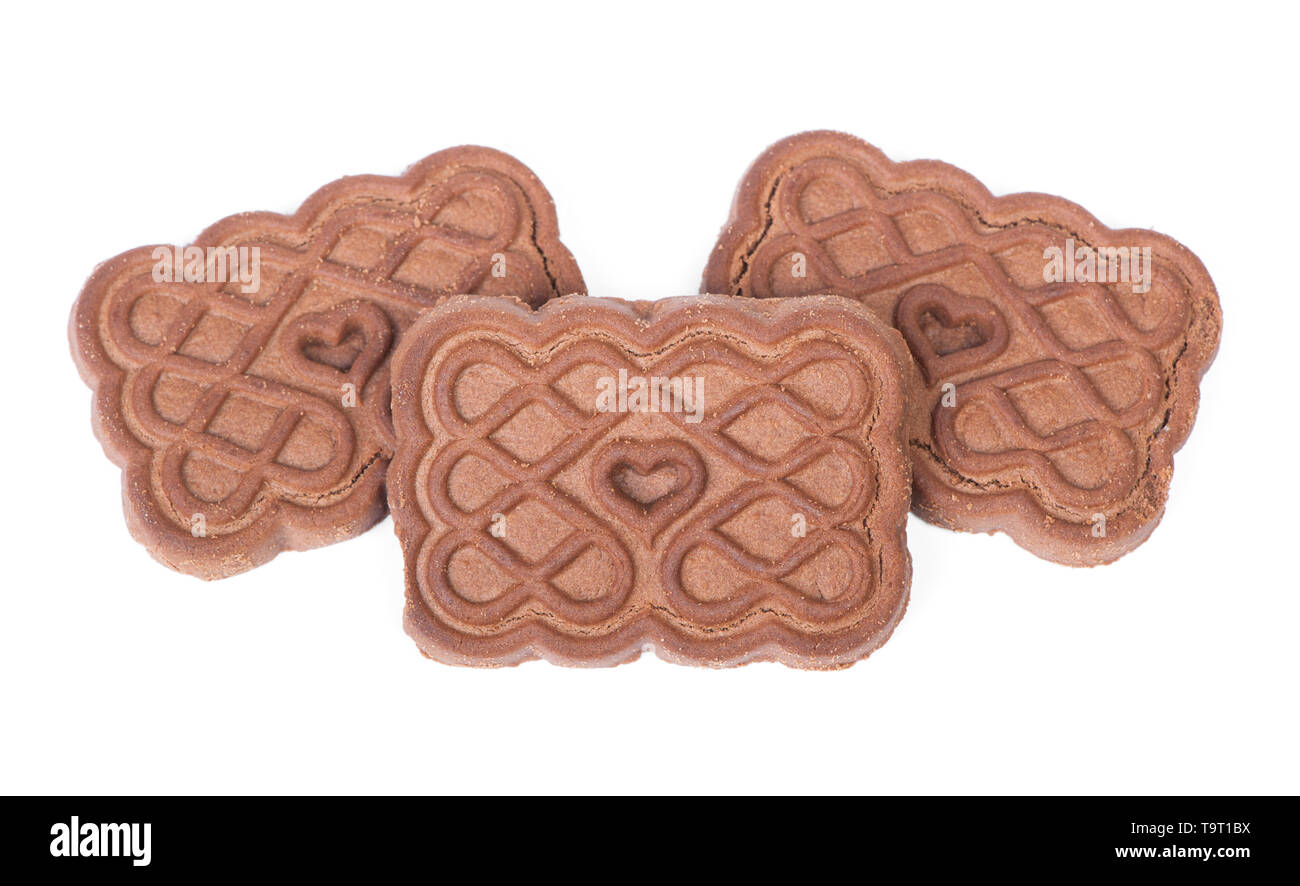 Group of rectangular chocolate chip cookies isolated on white ...