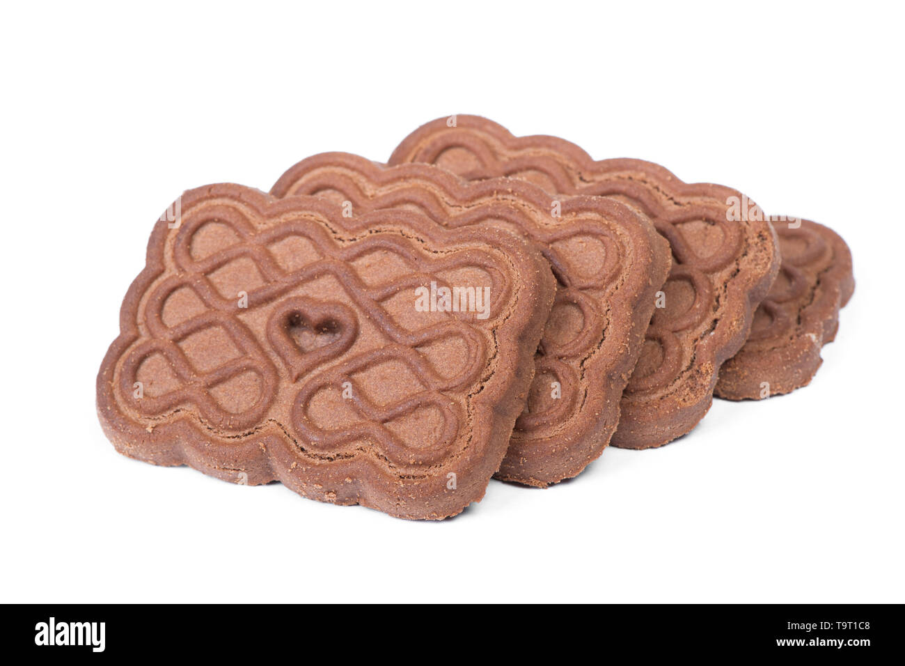 Group of rectangular chocolate chip cookies isolated on white ...