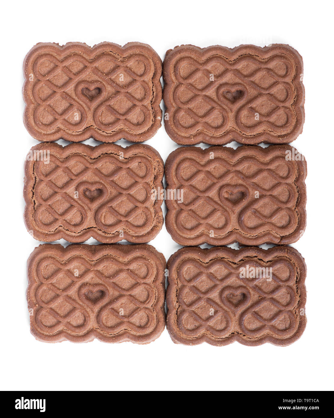 Group of rectangular chocolate chip cookies isolated on white ...