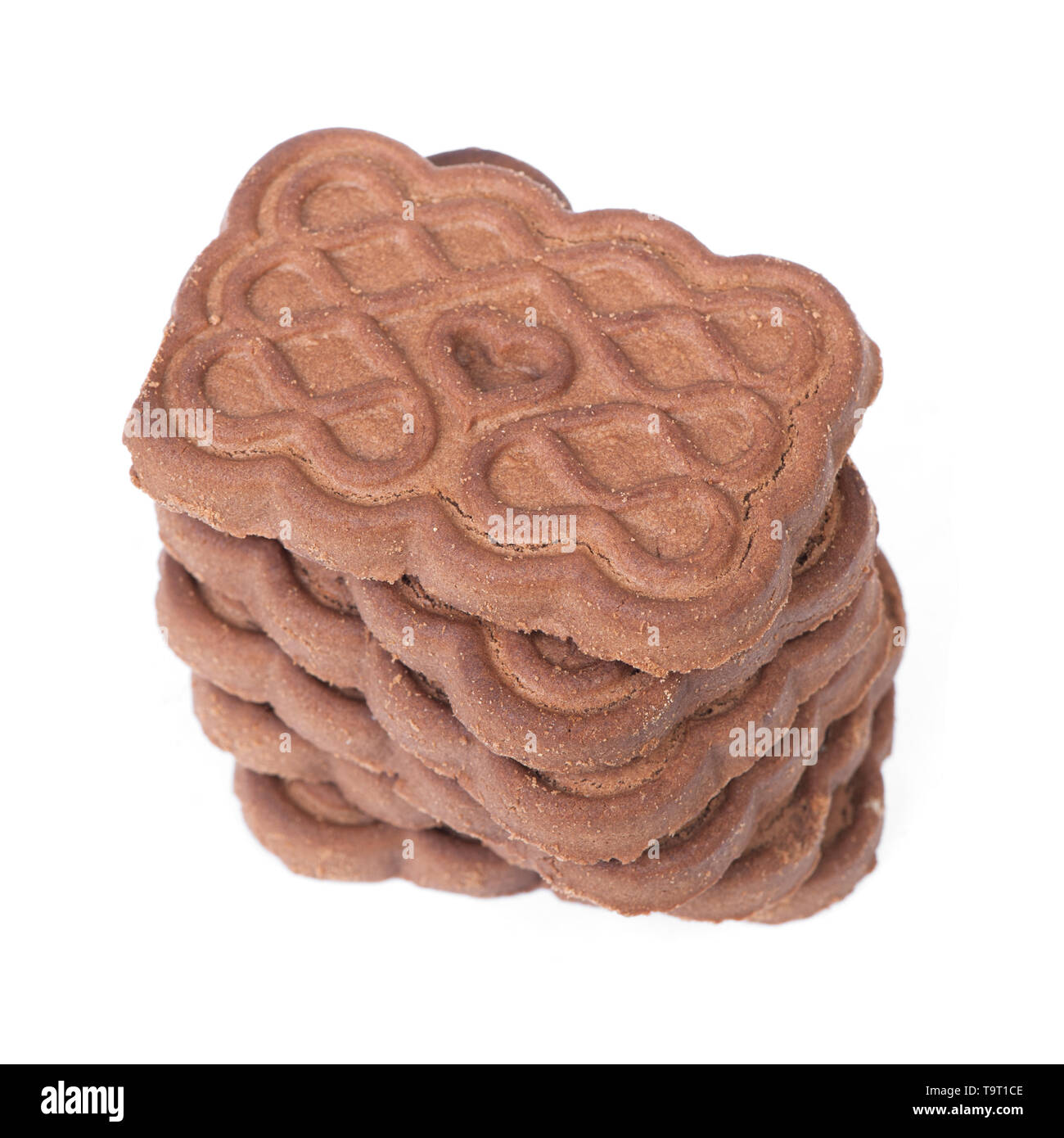 Group of rectangular chocolate chip cookies isolated on white ...