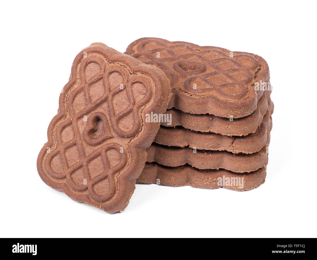 Group of rectangular chocolate chip cookies isolated on white ...