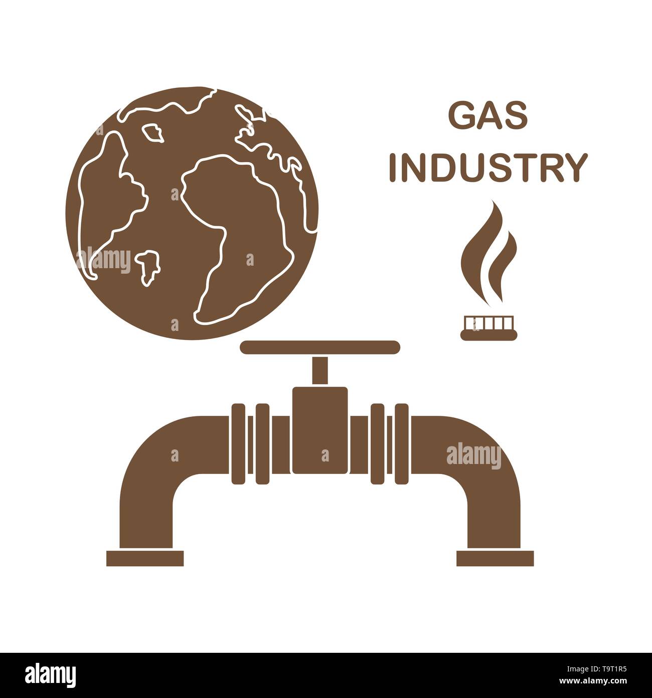 Vector illustration with equipment for gas production and earth. Gas ...