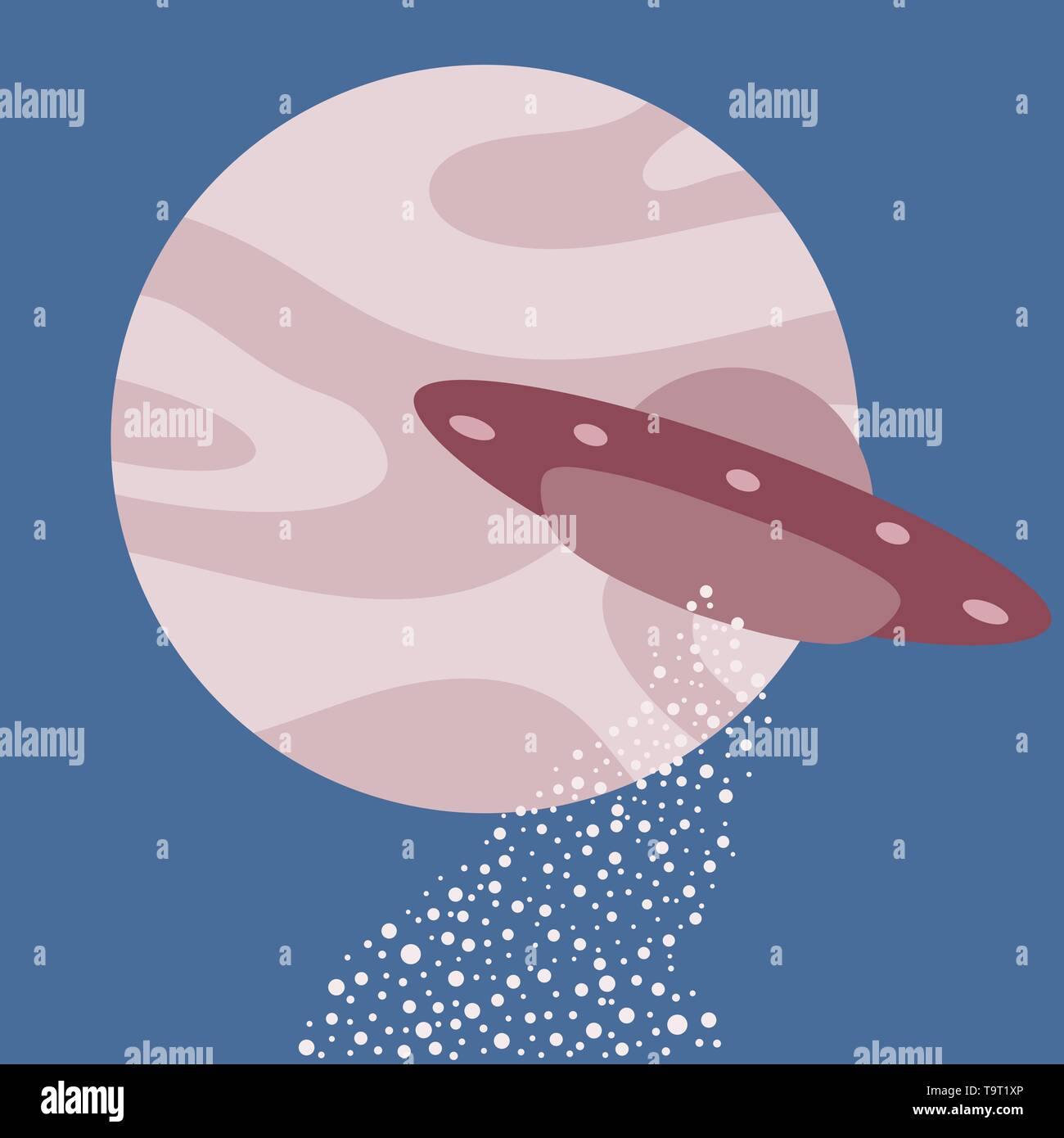 Vector illustration with UFO, planet. Space exploration. Ufo flying ...