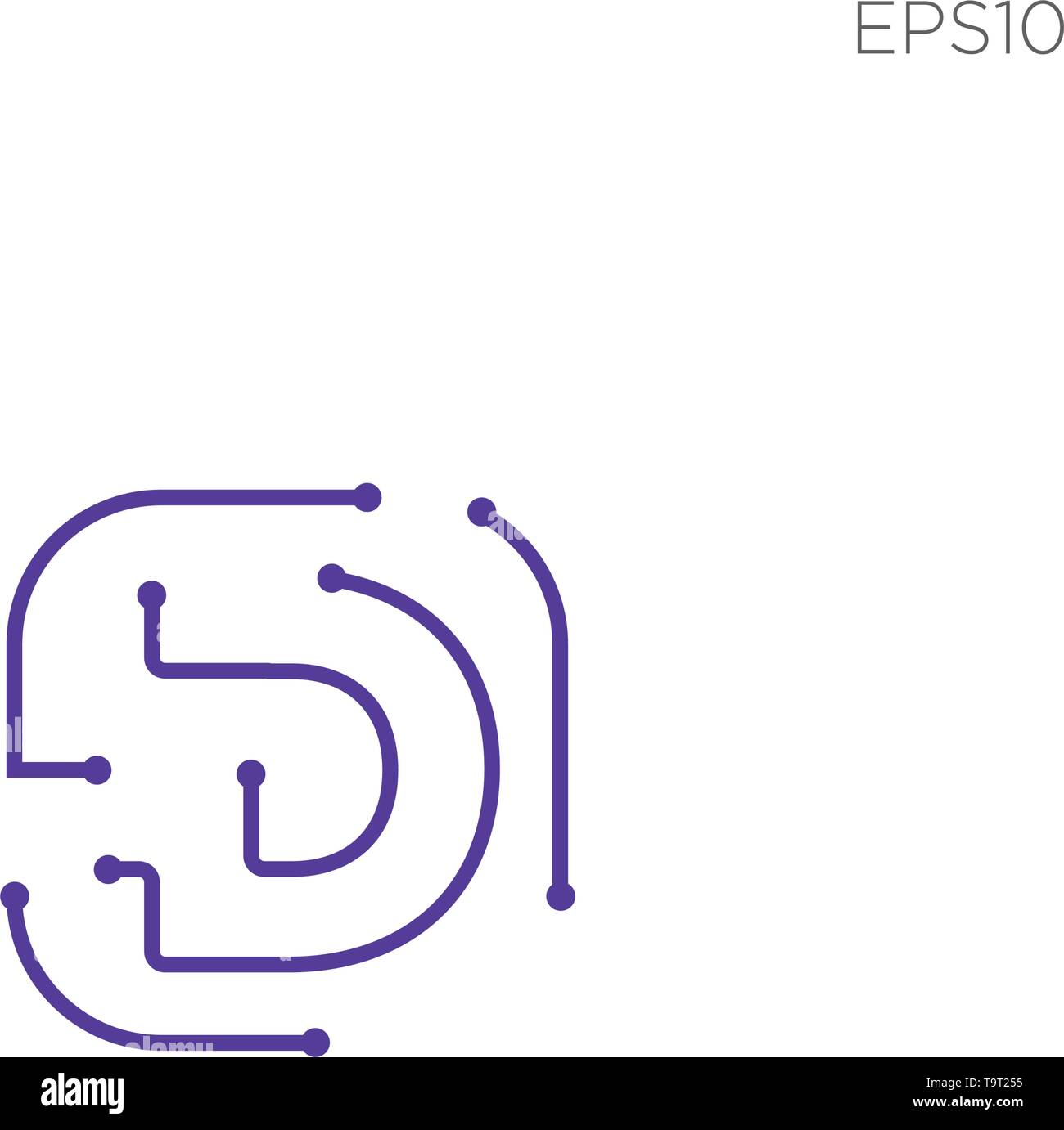 monogram initial d, d logo template black color vector illustration ...