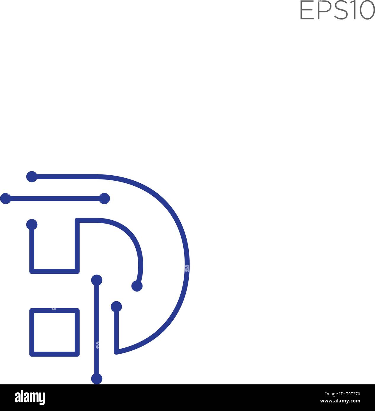 monogram initial d, d logo template black color vector illustration ...