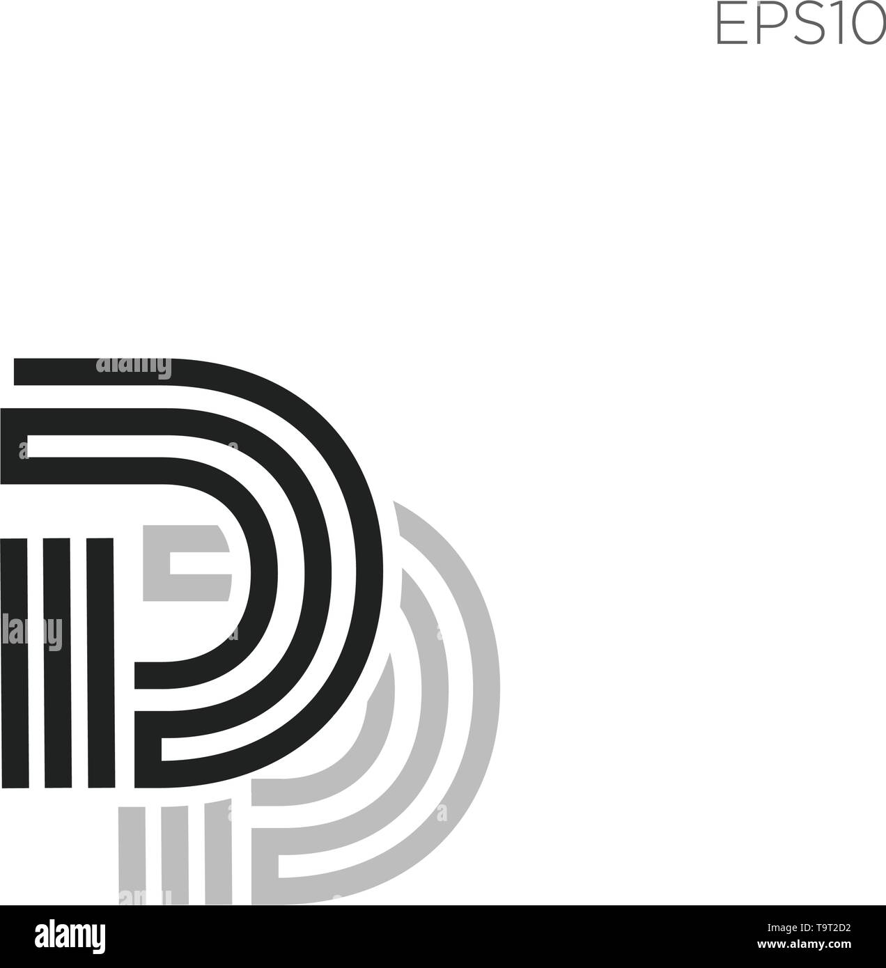 monogram initial d, d logo template black color vector illustration ...