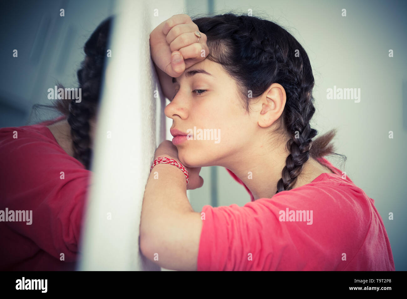 Young teenage girl having problems and depression at home Stock Photo ...