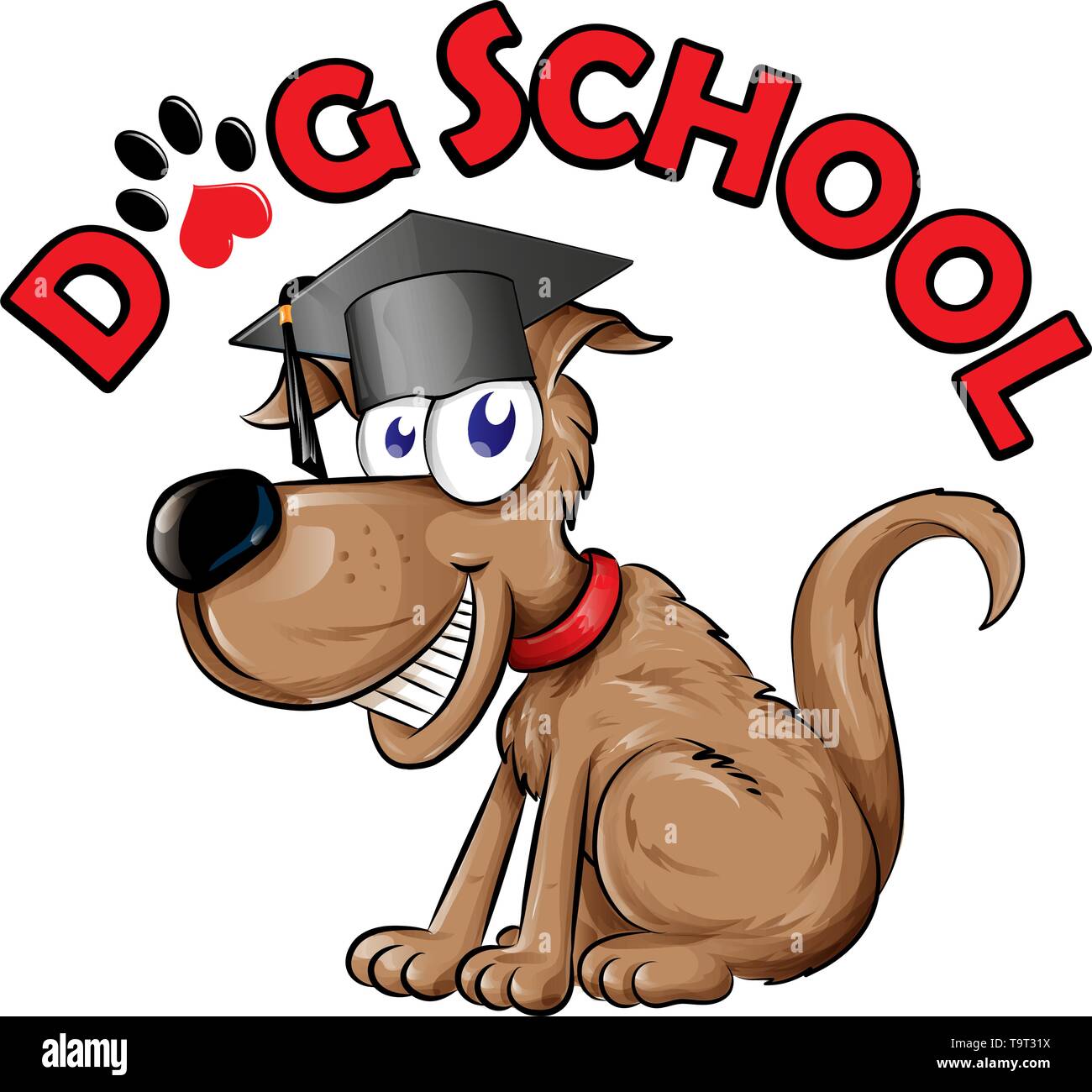 dog school cartoon isolated on white background Stock Vector Image ...