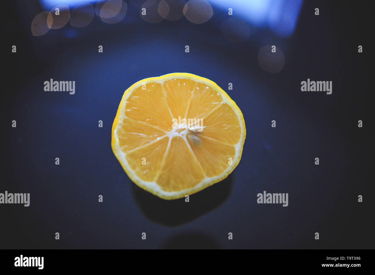 Meyer lemon of orange color originating in China taken from 45 degree ...