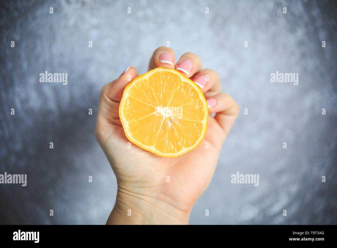 Meyer lemon of orange color originating in China taken from the top ...
