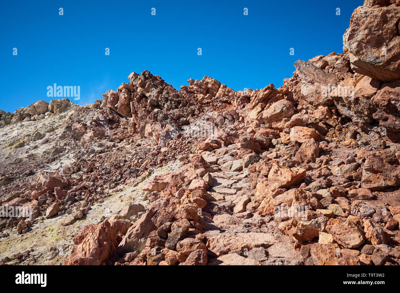 Path to the Mount Teide summit, Teide National Park, Tenerife, Spain ...