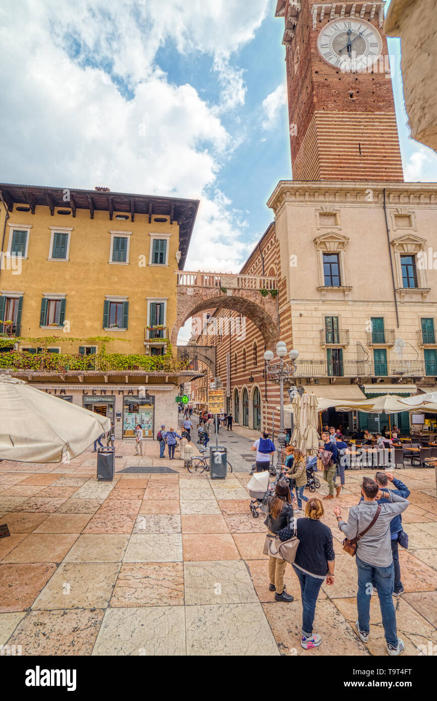 VERONA (VR), ITALY - MAY 10, 2019: tourists visiting the famous ...