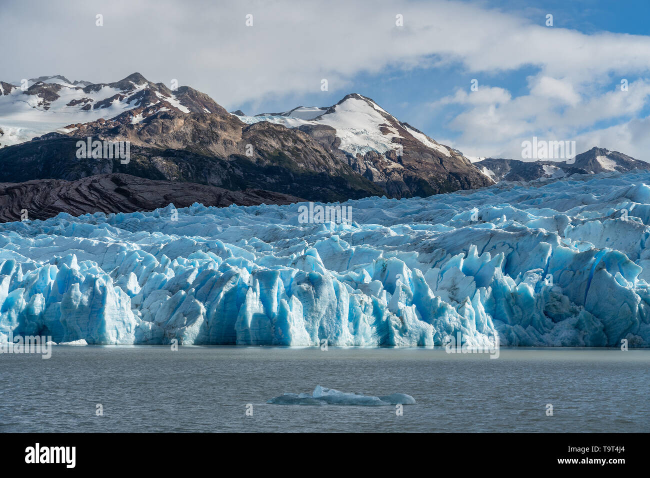 The Grey Glacier and Lago Grey in Torres del Paine National Park, a ...