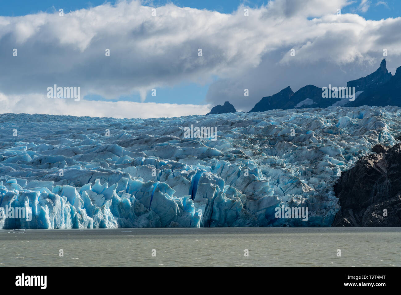 The Grey Glacier and Lago Grey in Torres del Paine National Park, a ...