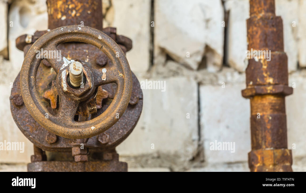 Old and rusty industrial pipe valve at power plant Stock Photo - Alamy