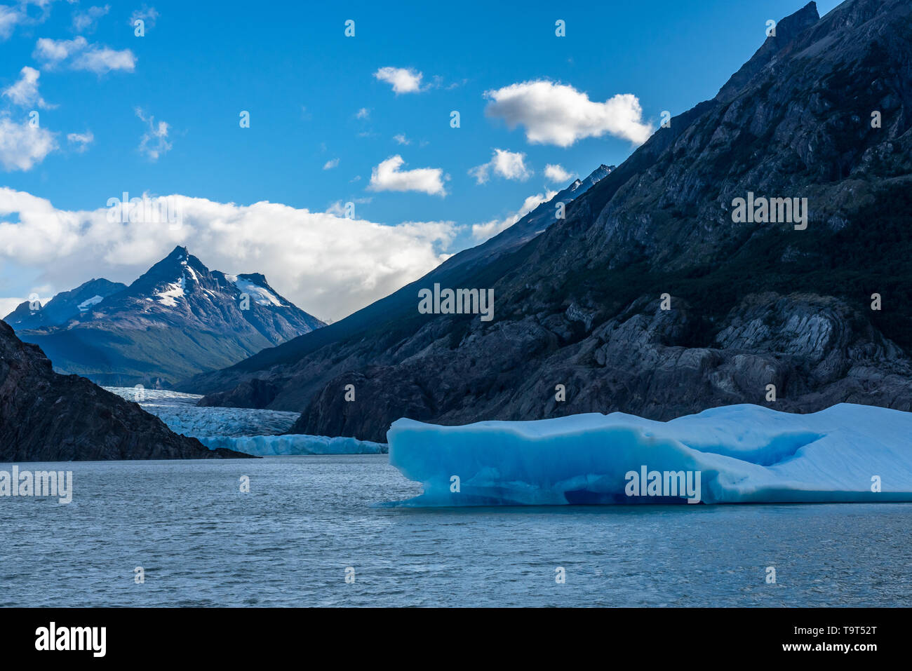 The Grey Glacier and Lago Grey in Torres del Paine National Park, a ...