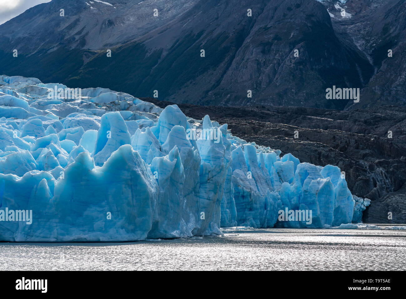 The Grey Glacier and Lago Grey in Torres del Paine National Park, a ...