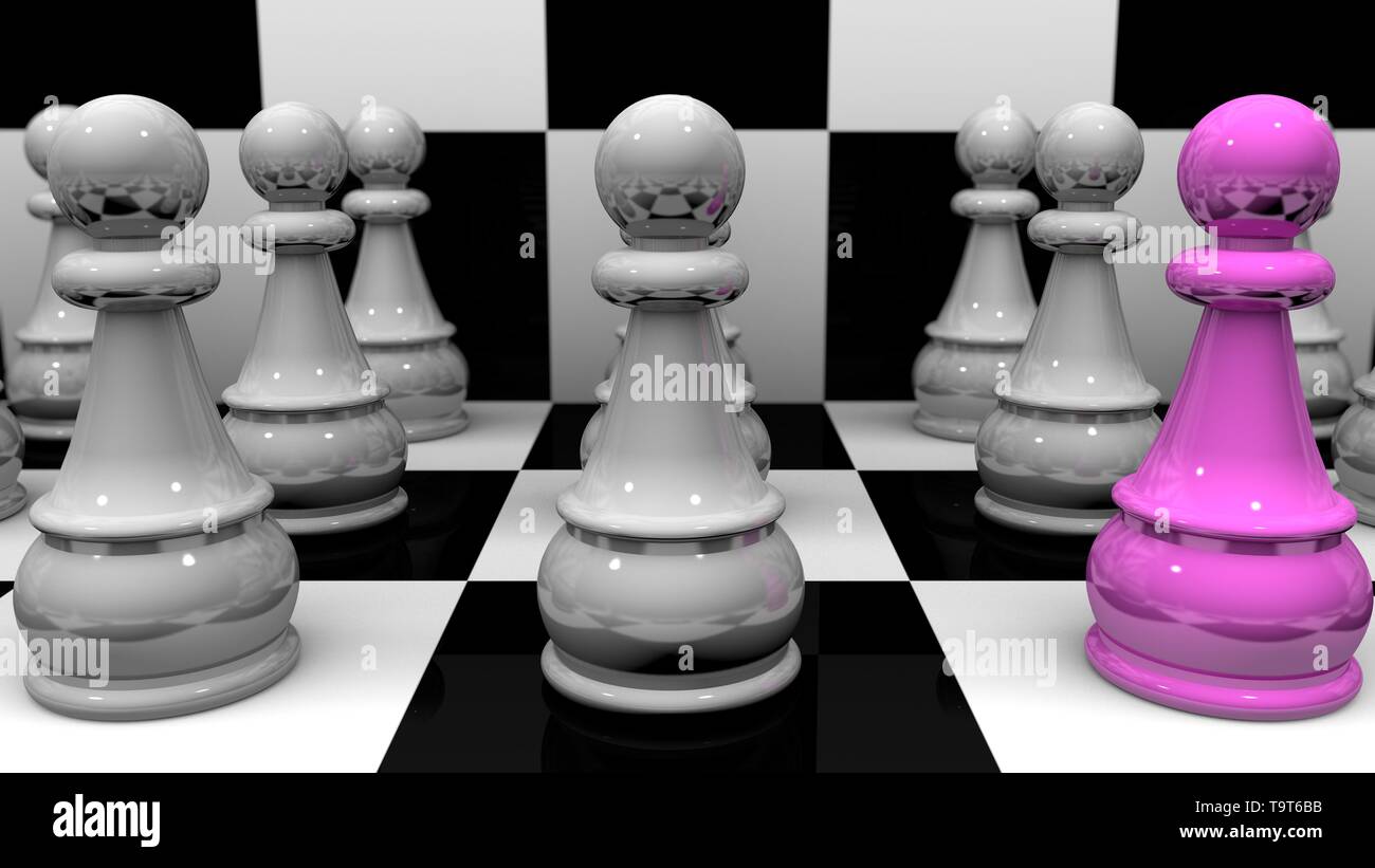 3D illustration of uniqueness and individuality concept. White color ...