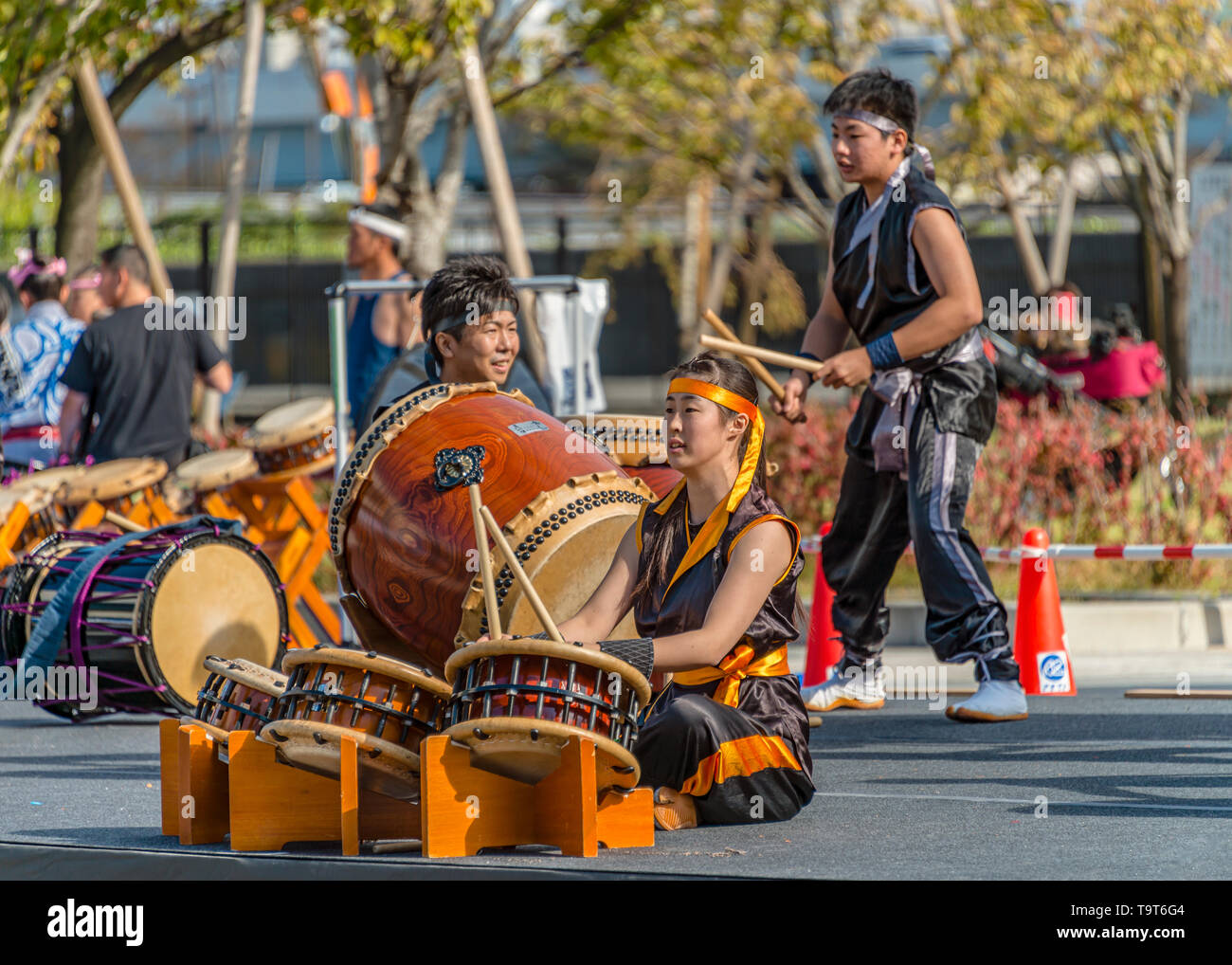 Traditional Taiko drummer at a local competition in Tokyo, Japan Stock ...