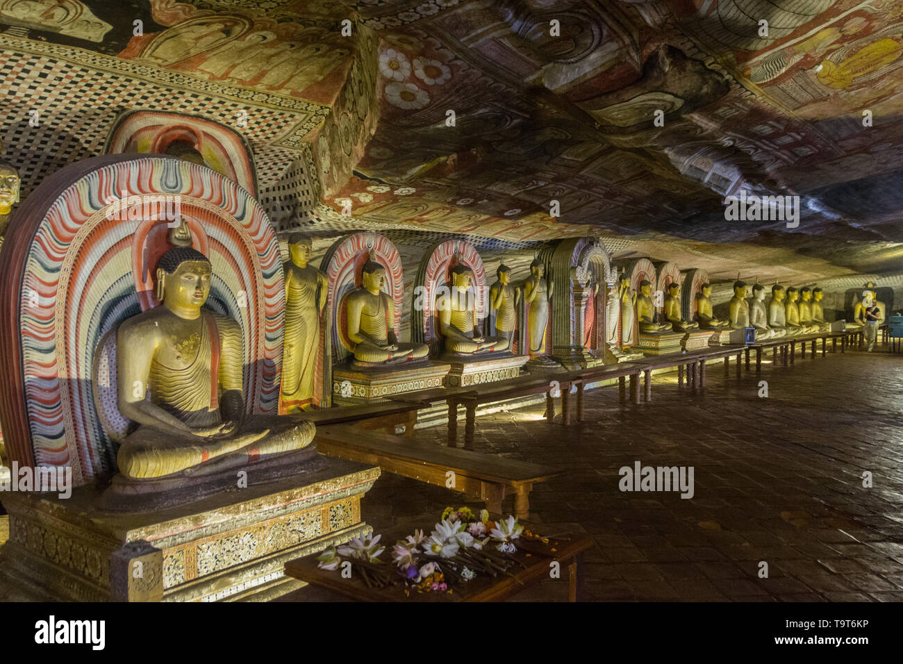 Sri Lanka trip, day 6: a row of seated statues of Buddha in the Cave of ...