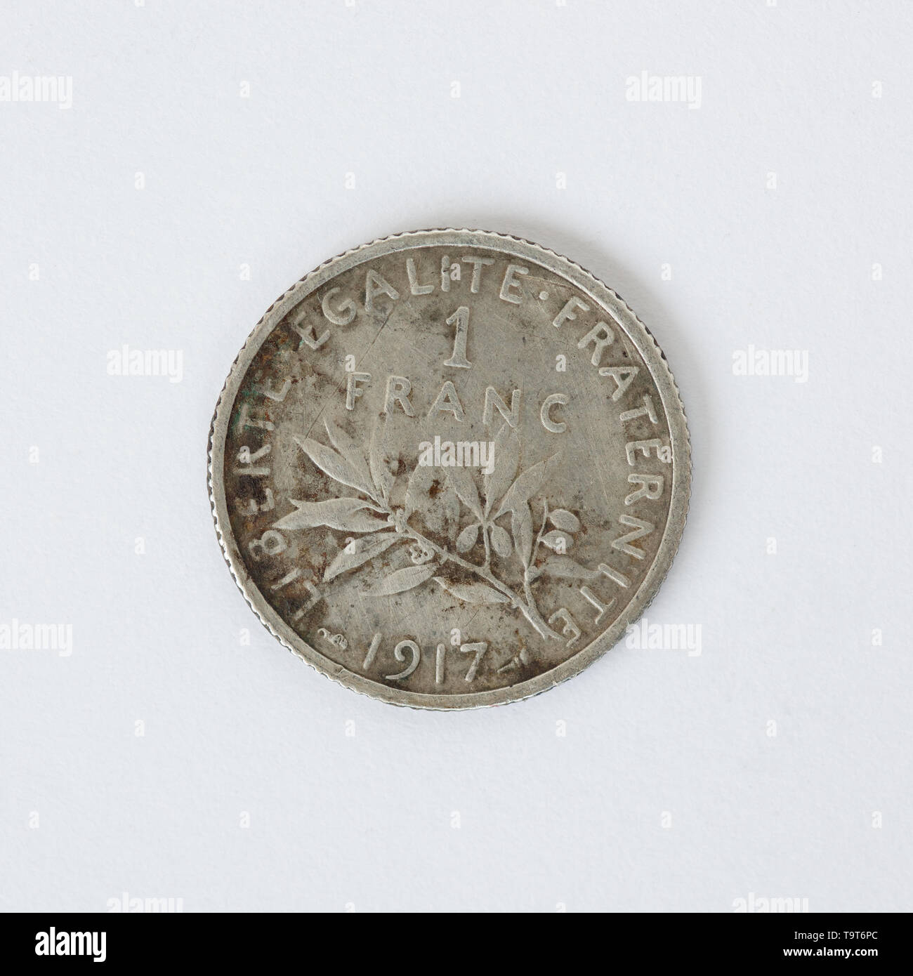 French 1 Franc coin - 1917 Stock Photo - Alamy