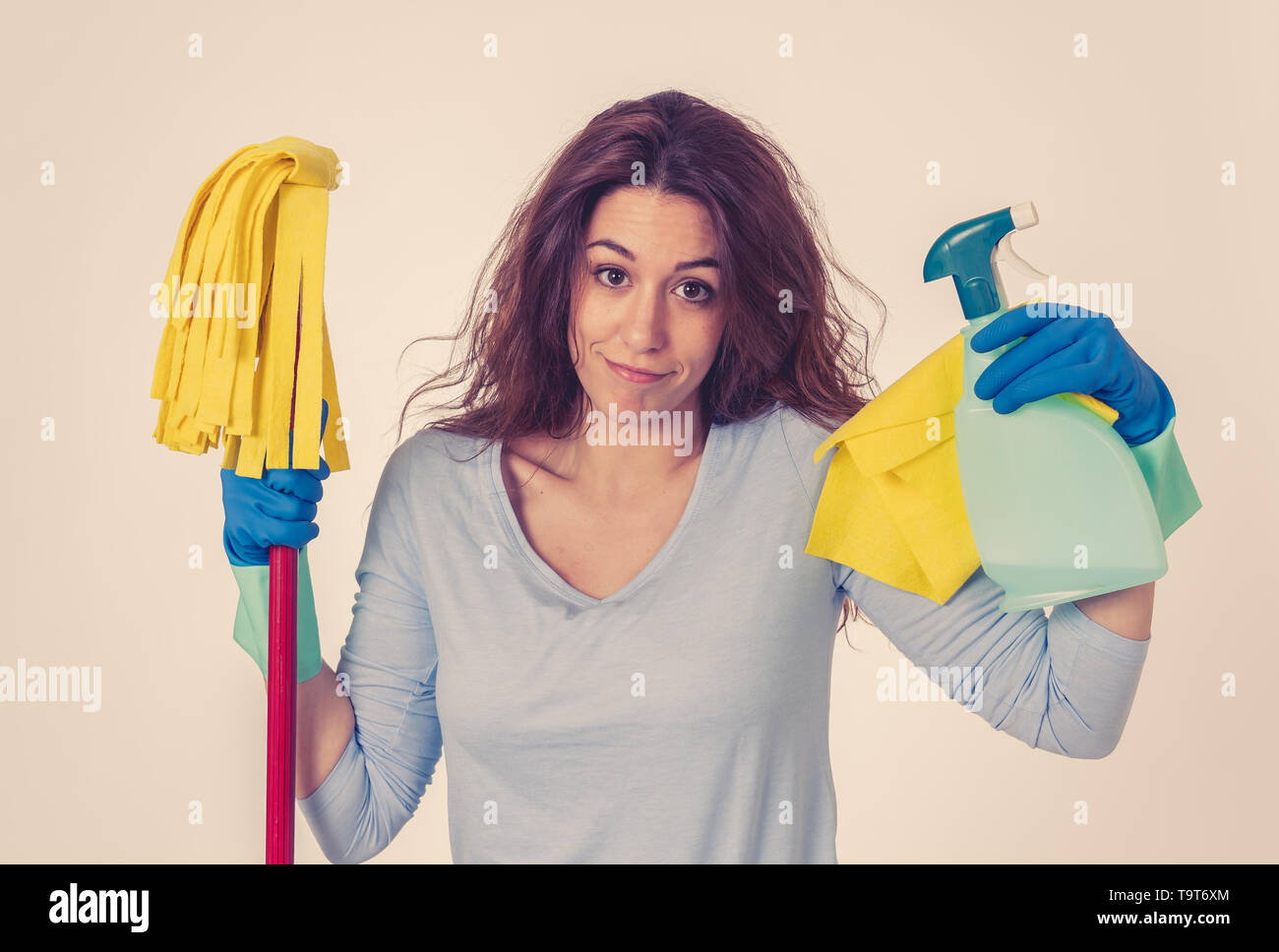 Housewife cleaning lady mop hi-res stock photography and images - Alamy
