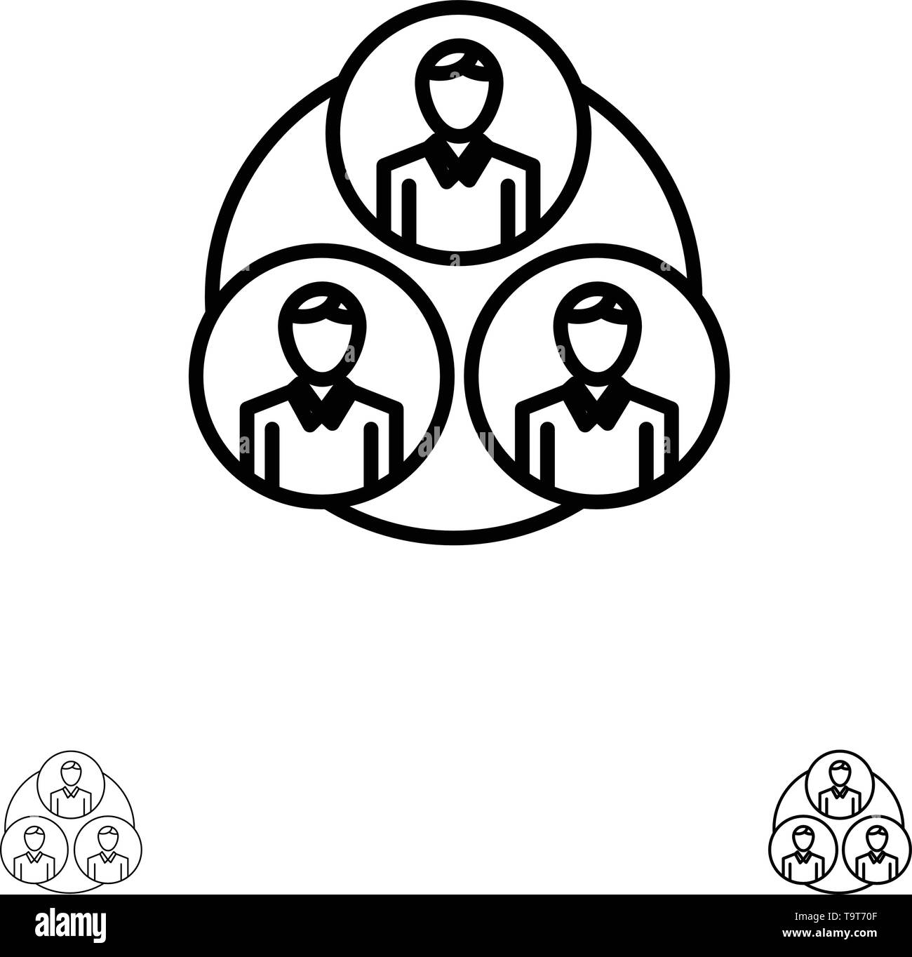 Staff, Gang, Clone, Circle Bold and thin black line icon set Stock ...