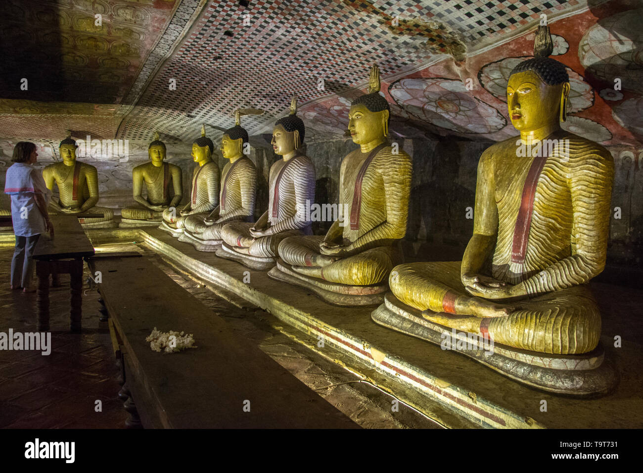 Sri Lanka trip, day 6: Sue and a row of seated statues of Buddha in the ...