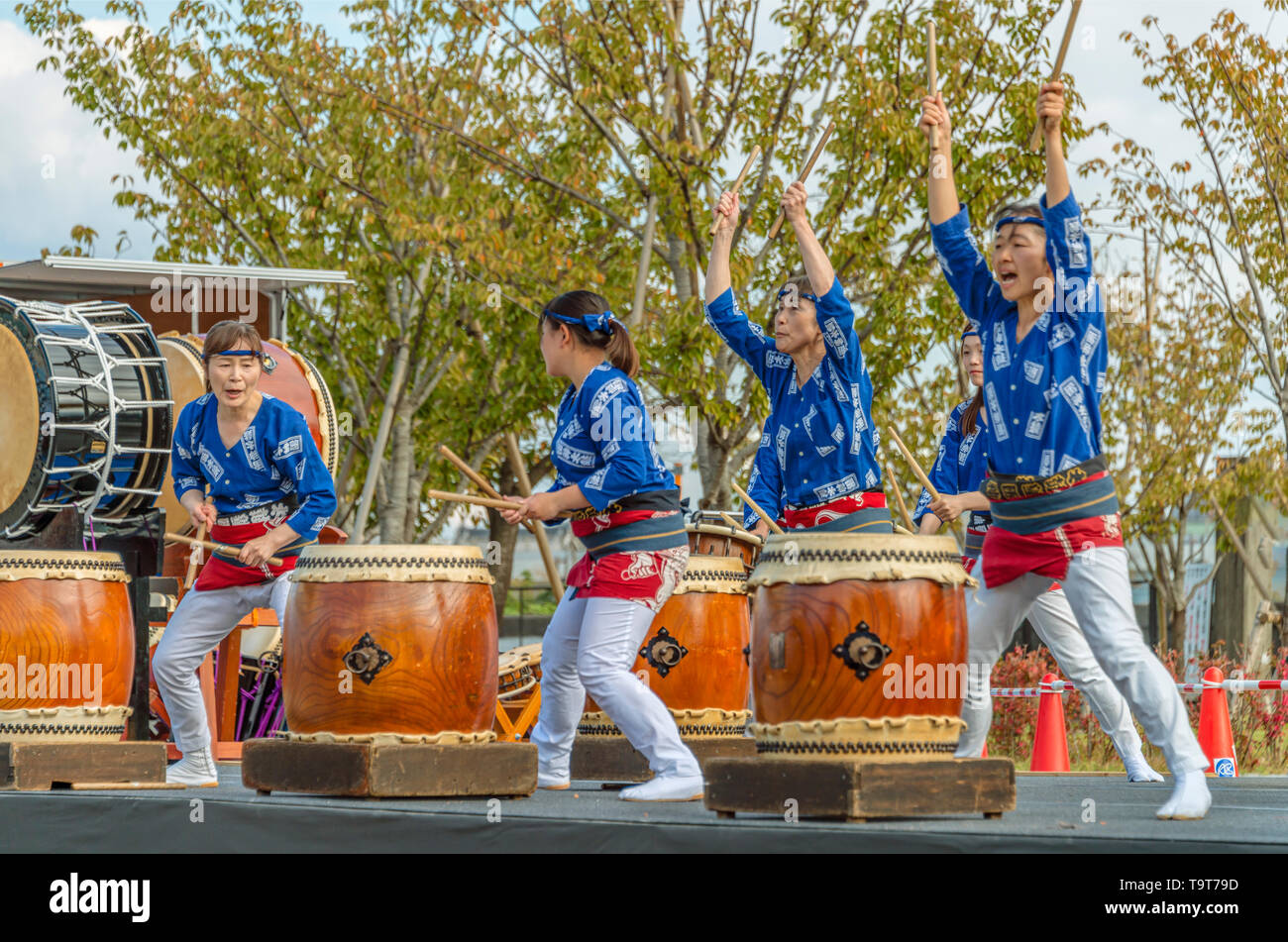 Traditional Taiko drummer at a local competition in Tokyo, Japan Stock ...