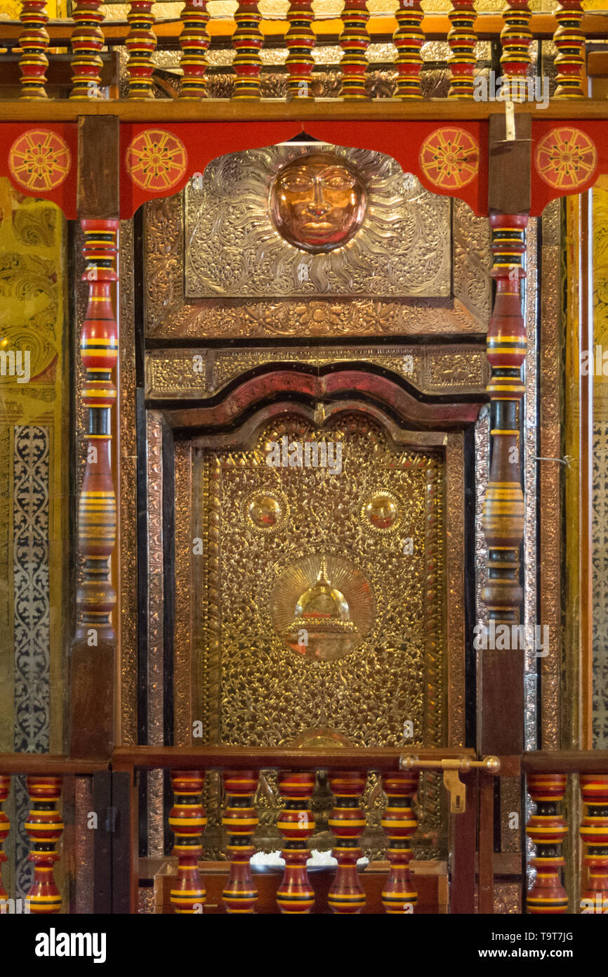 Gilded door, Relic Chamber, Temple of the Tooth, Kandy, Sri Lanka. It ...