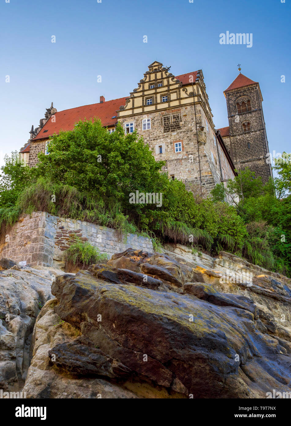 Castle mountain with pencil church Saint Servatius, UNESCO world ...