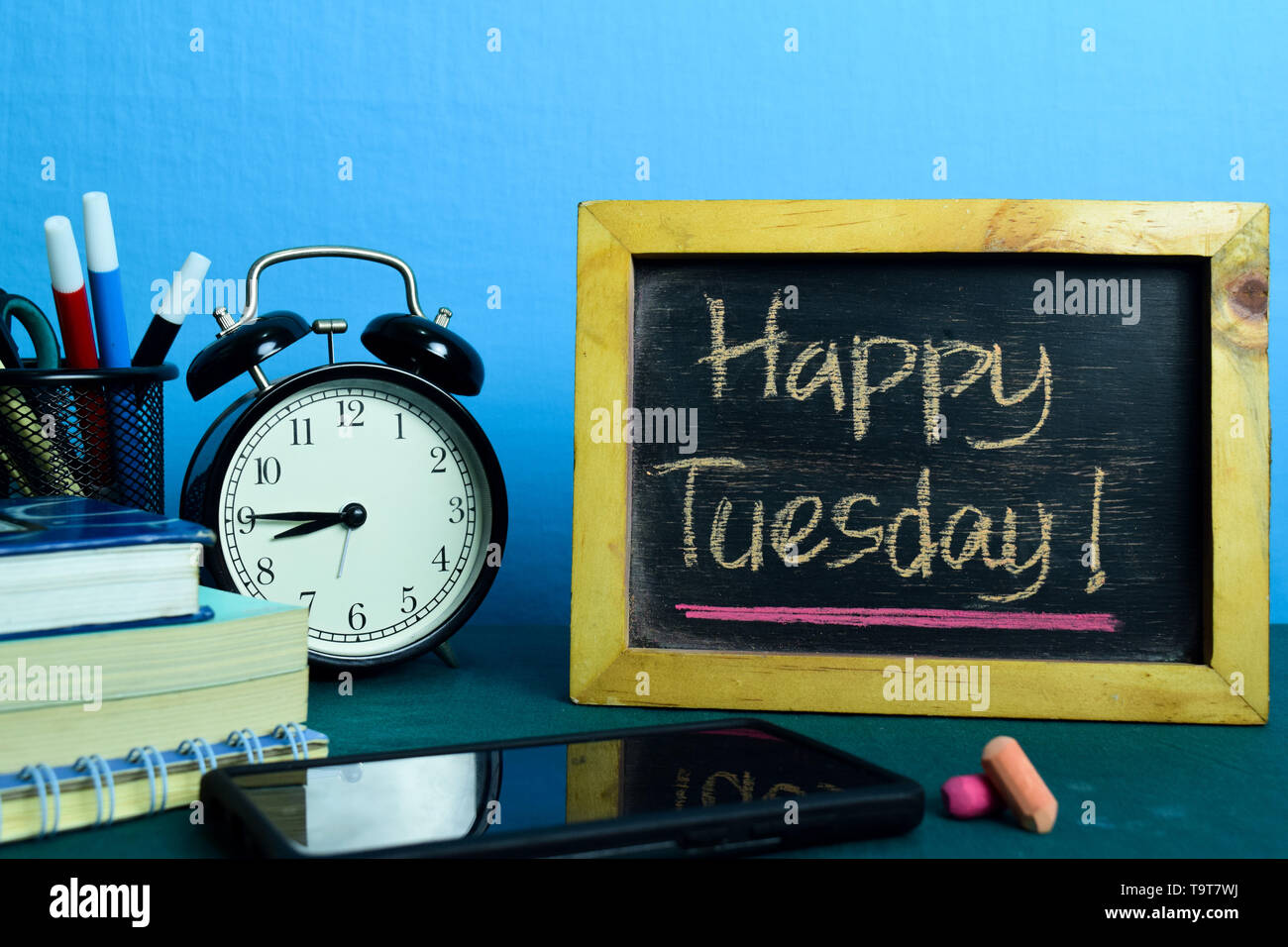 Happy Tuesday! Planning on Background of Working Table with Office ...