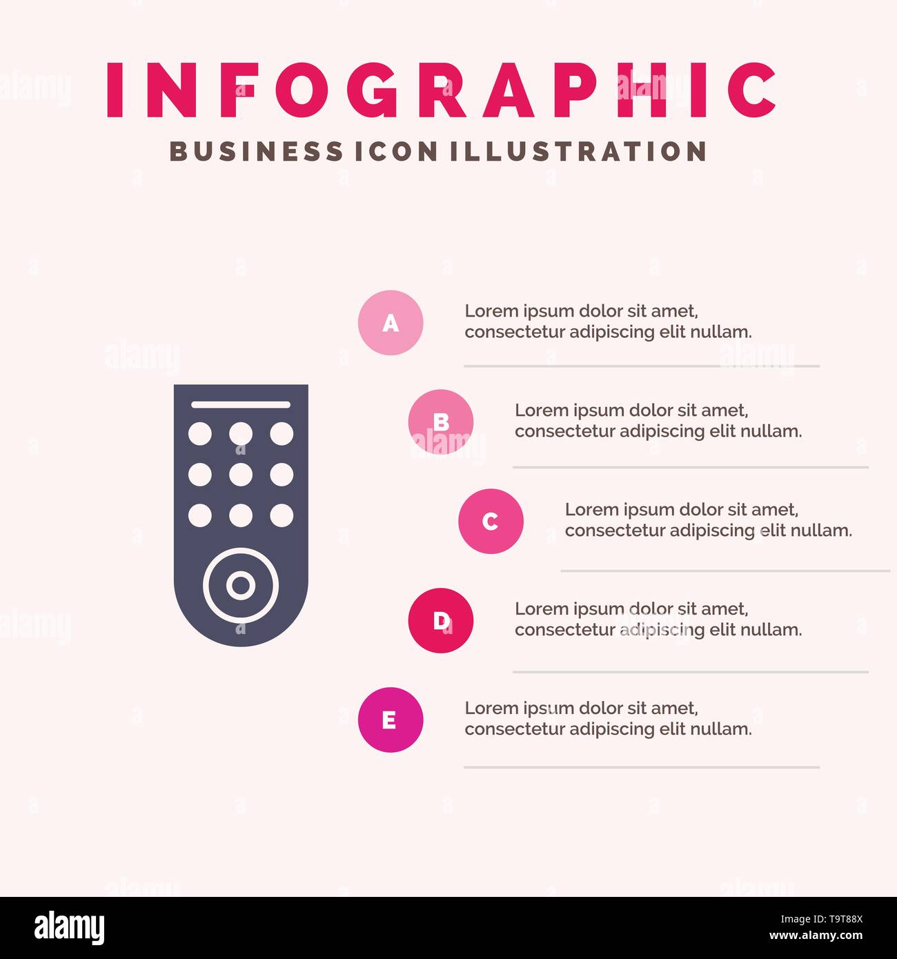 Control, Remote, TV Solid Icon Infographics 5 Steps Presentation ...