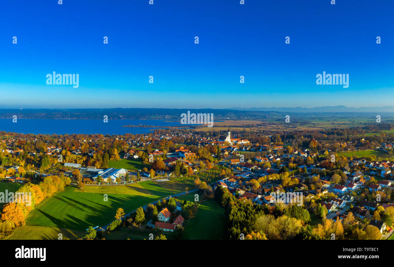 Diessen in Ammersee, aerial photo, Upper Bavaria, Bavarians, Germany ...