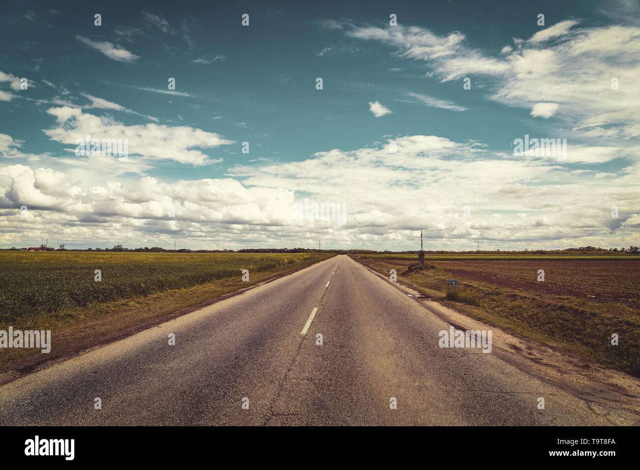 free road retro roadtrip freedom goal concept Stock Photo - Alamy