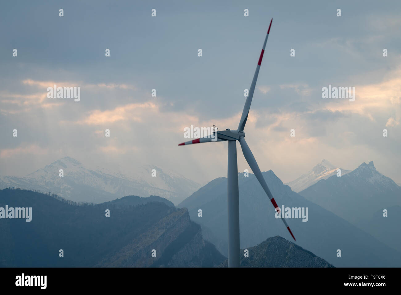 Wind turbine in mountains, Alps, Italy, Piedmont Stock Photo - Alamy
