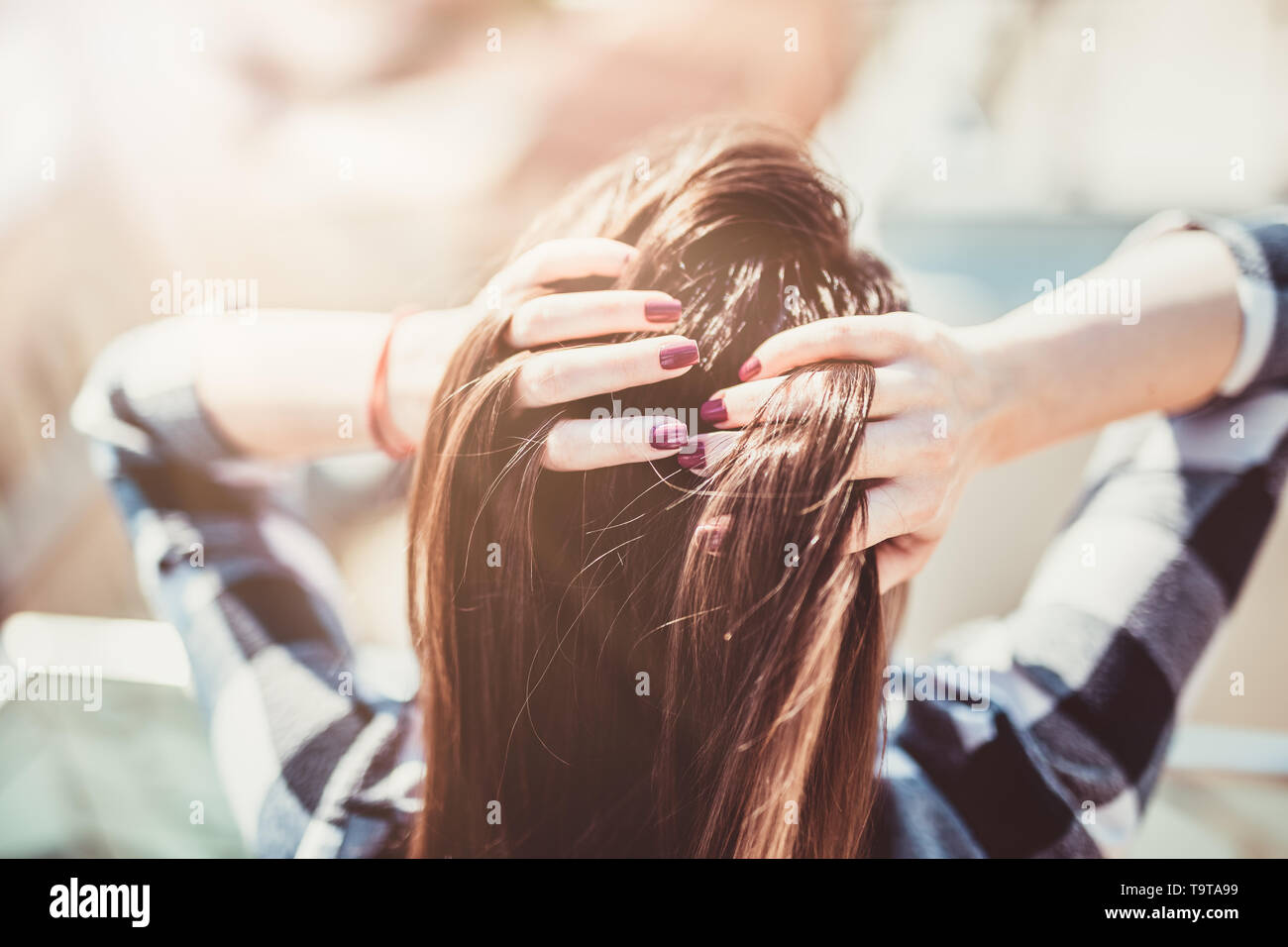 Hands running through hair hi-res stock photography and images - Alamy