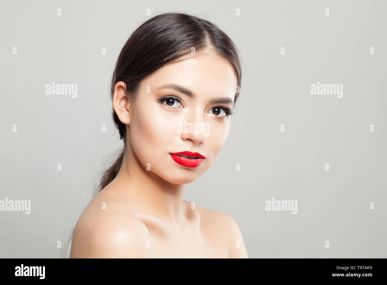 Beautiful woman face. Healthy model with clear skin portrait Stock ...