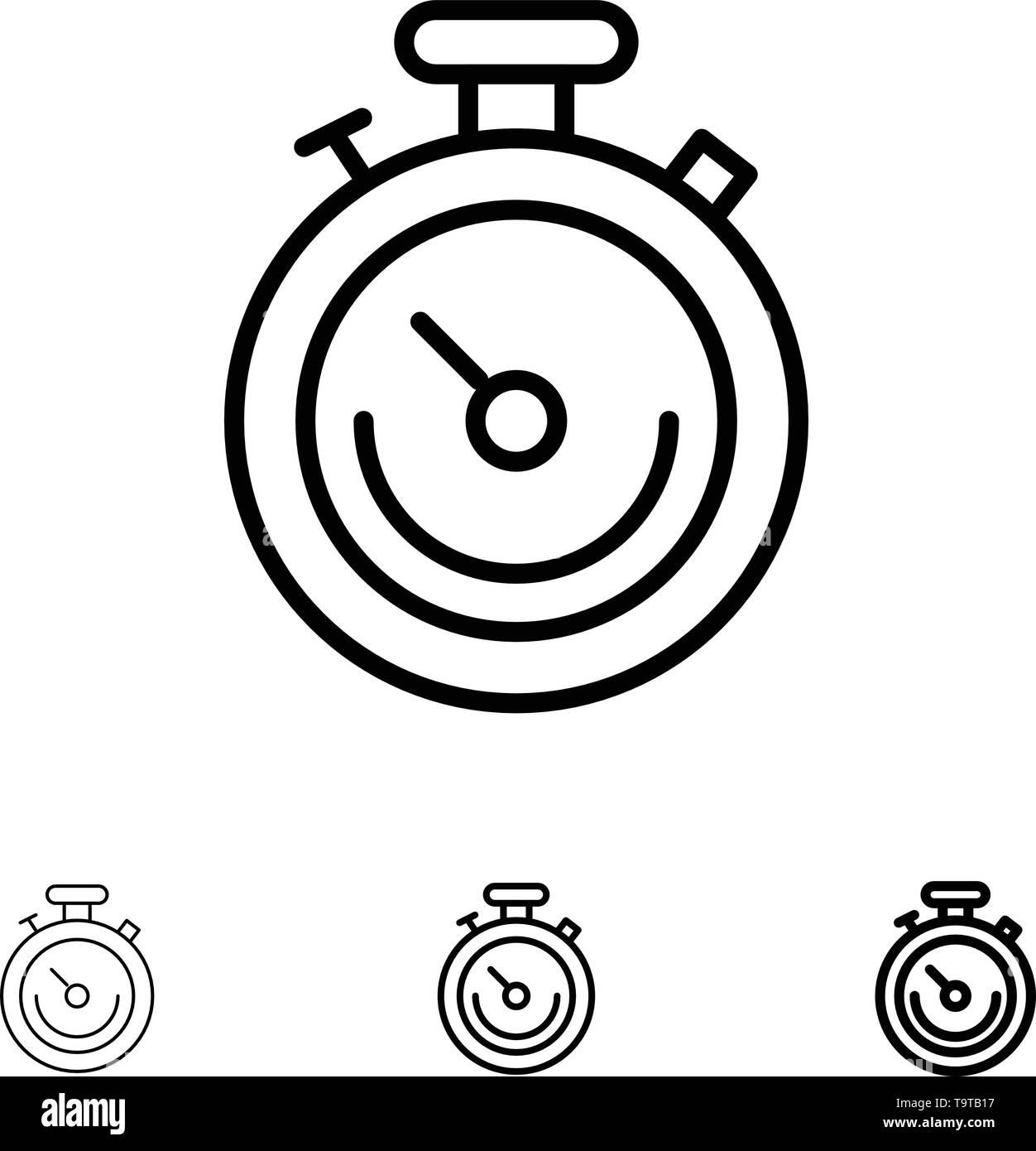 Clock time icon set round arrow Black and White Stock Photos & Images ...