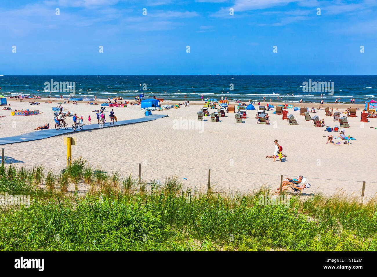 Swinoujscie, Poland - July 7, 2014: Crowded Baltic beach on Usedom ...